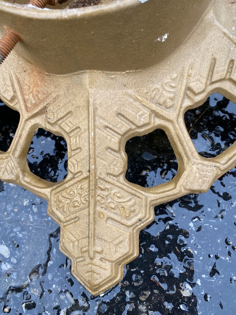 Vintage 1992 JOHN WRIGHT Cast Iron Snowflake Christmas Gold Tree Stand ...