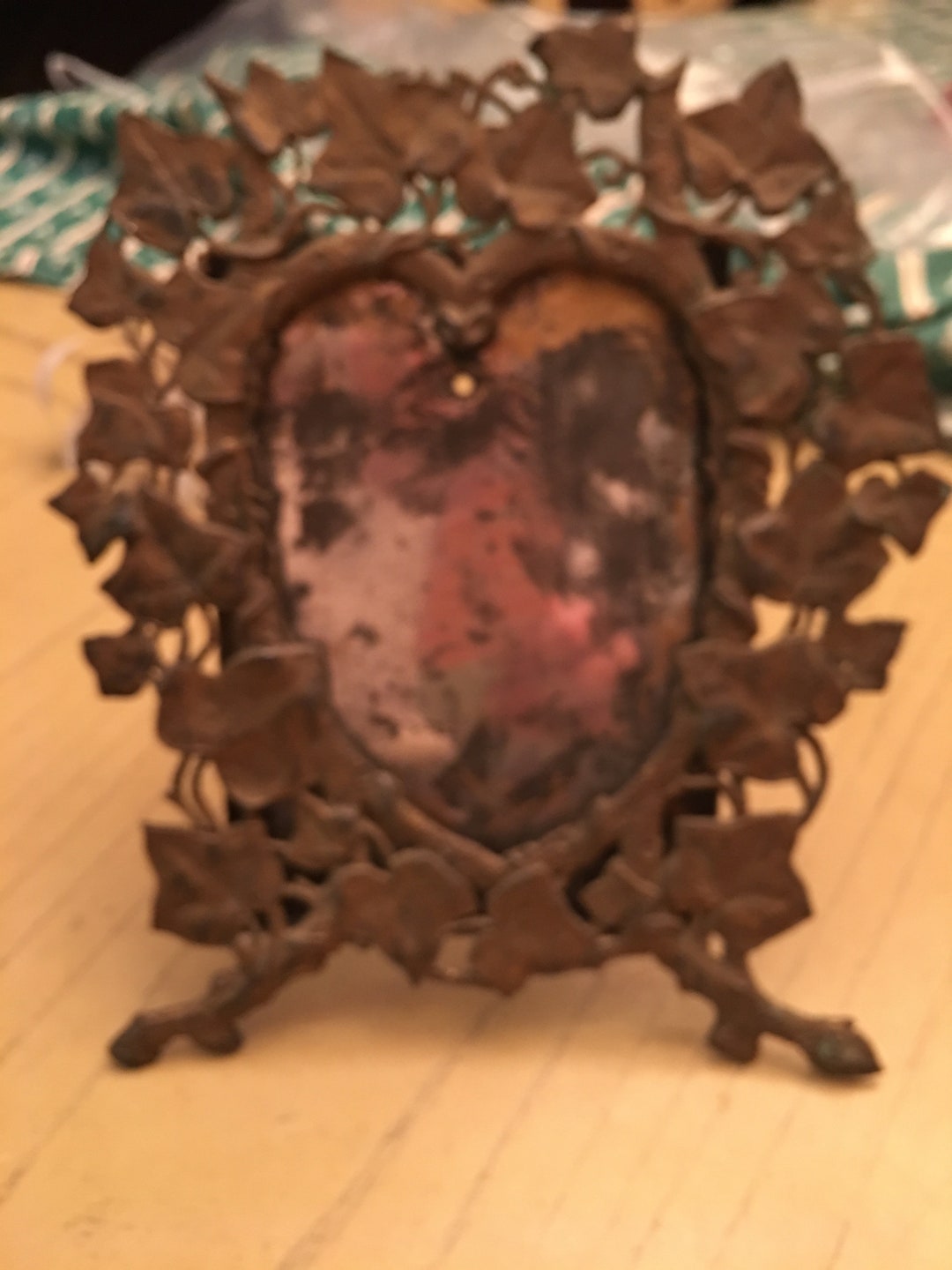 Antique Handmade Metal Picture Frame Leaves and Heart Rustic - Etsy