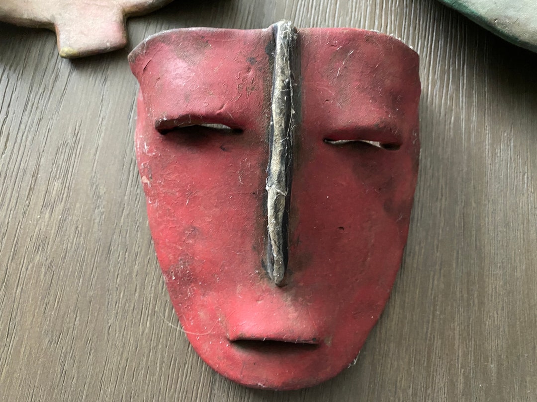 VINTAGE / ANTIQUE Clay Art Mask Sculpture - Etsy