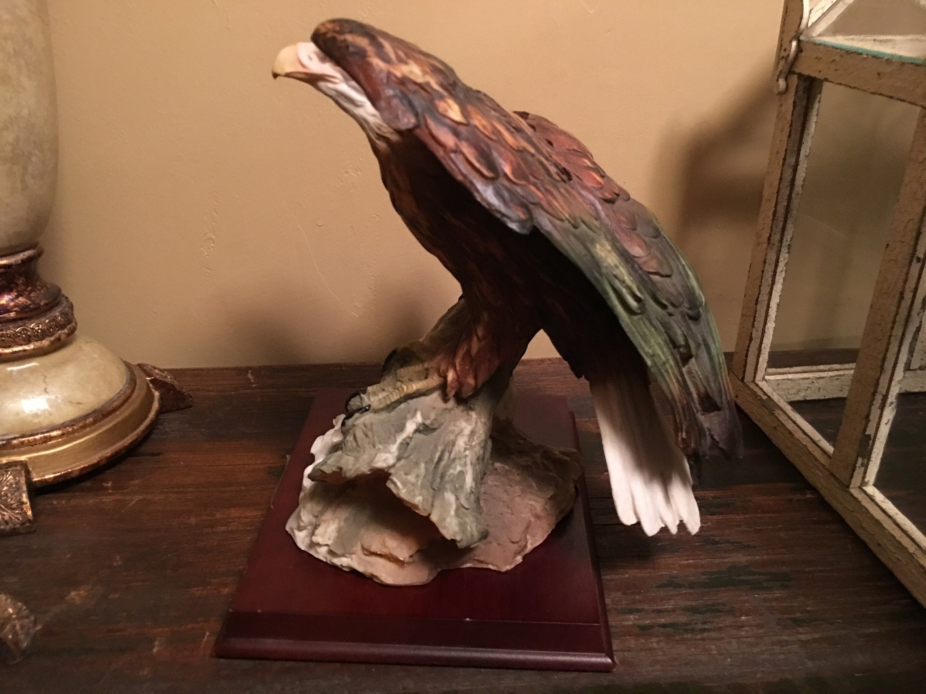 Vintage Elaborate PUCCI Arnart EAGLE Bird Figurine on Wood Base ...