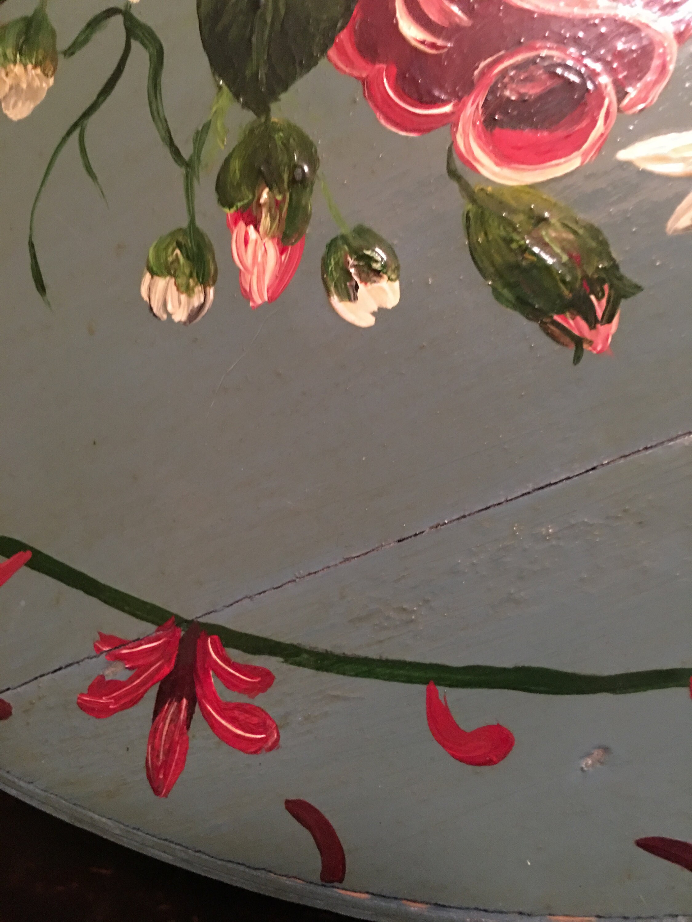 Hand Painted Antique Cheese Box Floral Design Signed 1960s - Etsy