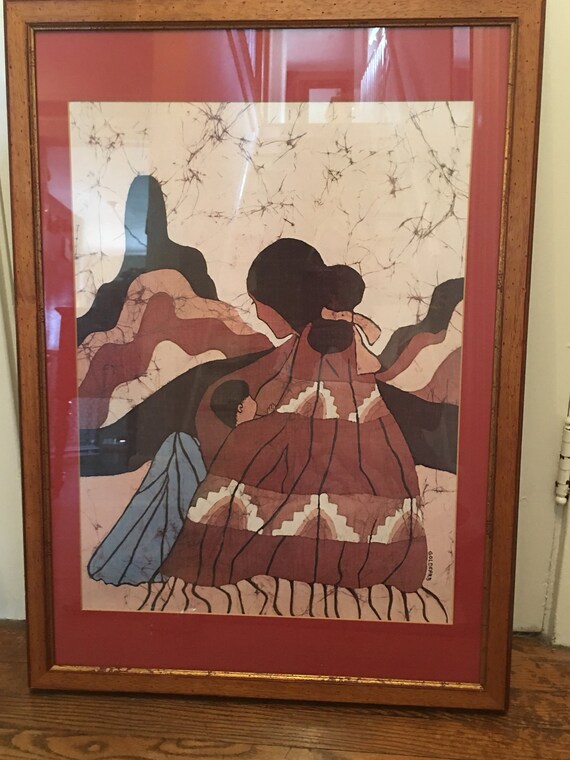 Vintage Framed Goldfarb Print Mother and Child Southwest 23 X - Etsy