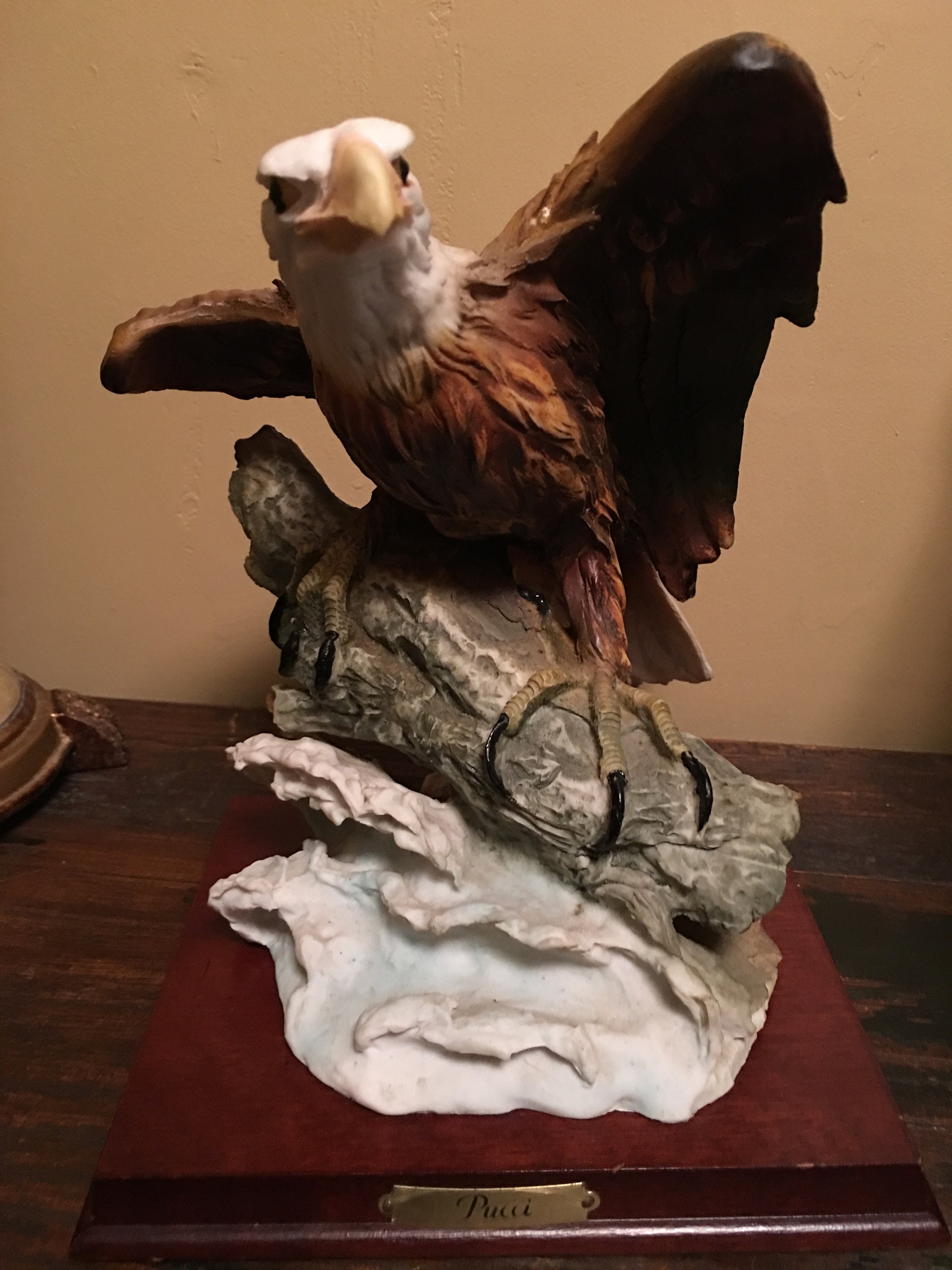 Vintage Elaborate PUCCI Arnart EAGLE Bird Figurine on Wood Base ...