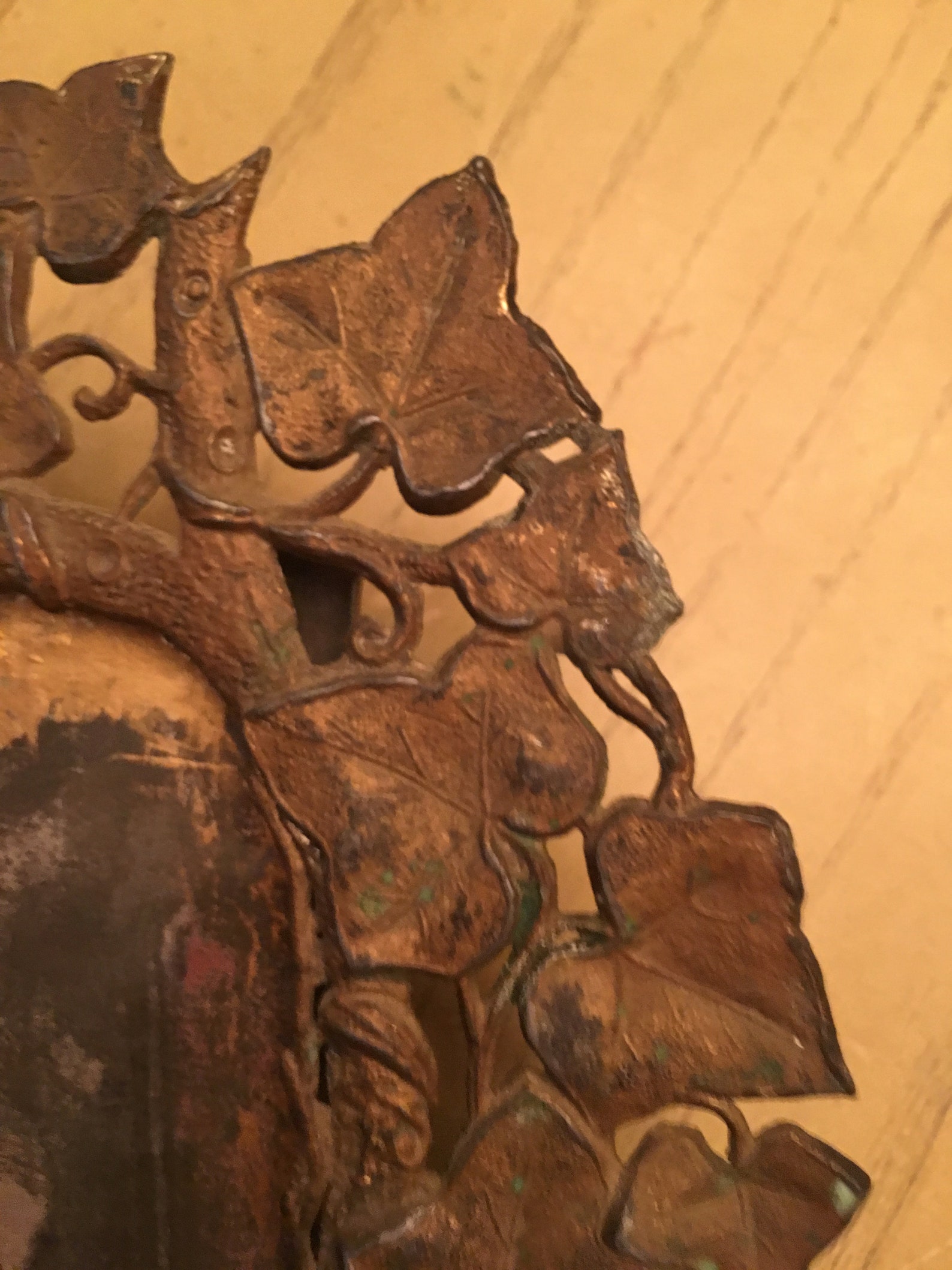 Antique Handmade Metal Picture Frame Leaves and Heart Rustic - Etsy