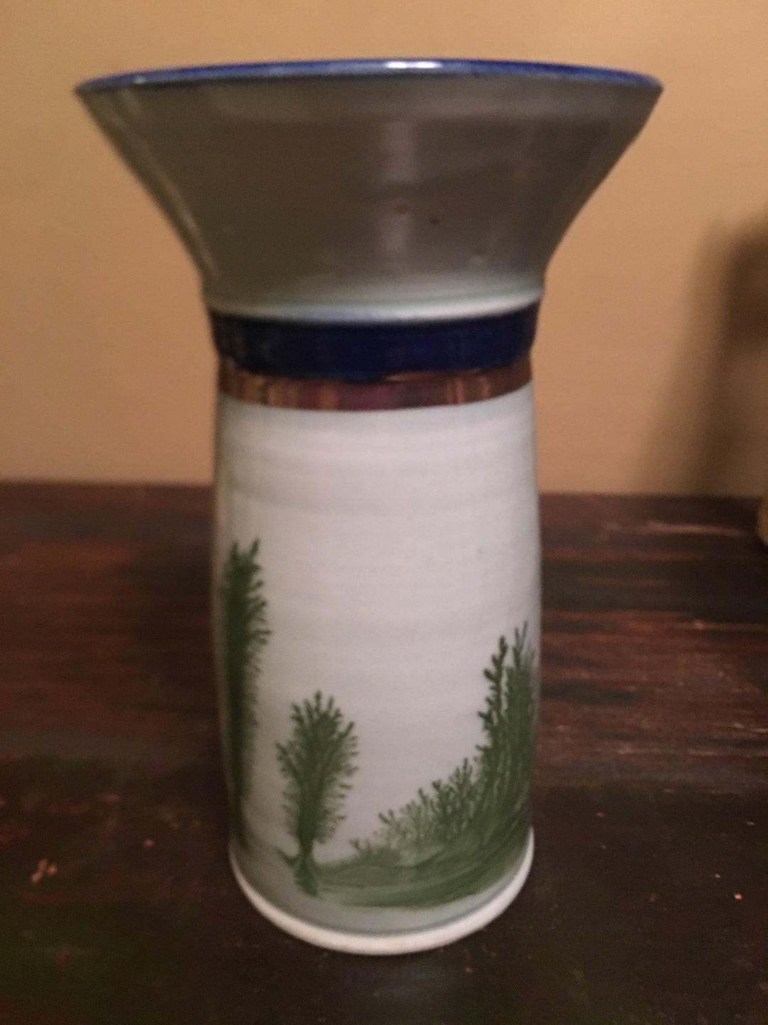 Midcentury Signed “mann” Pottery Vase 8” Scenery Trees - Etsy