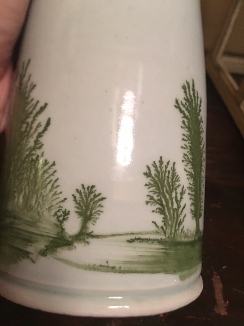 Midcentury Signed “mann” Pottery Vase 8” Scenery Trees - Etsy