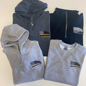 911 Dispatcher Sweatshirt, Thin Gold Line Flag Dispatcher Shirt, First ...