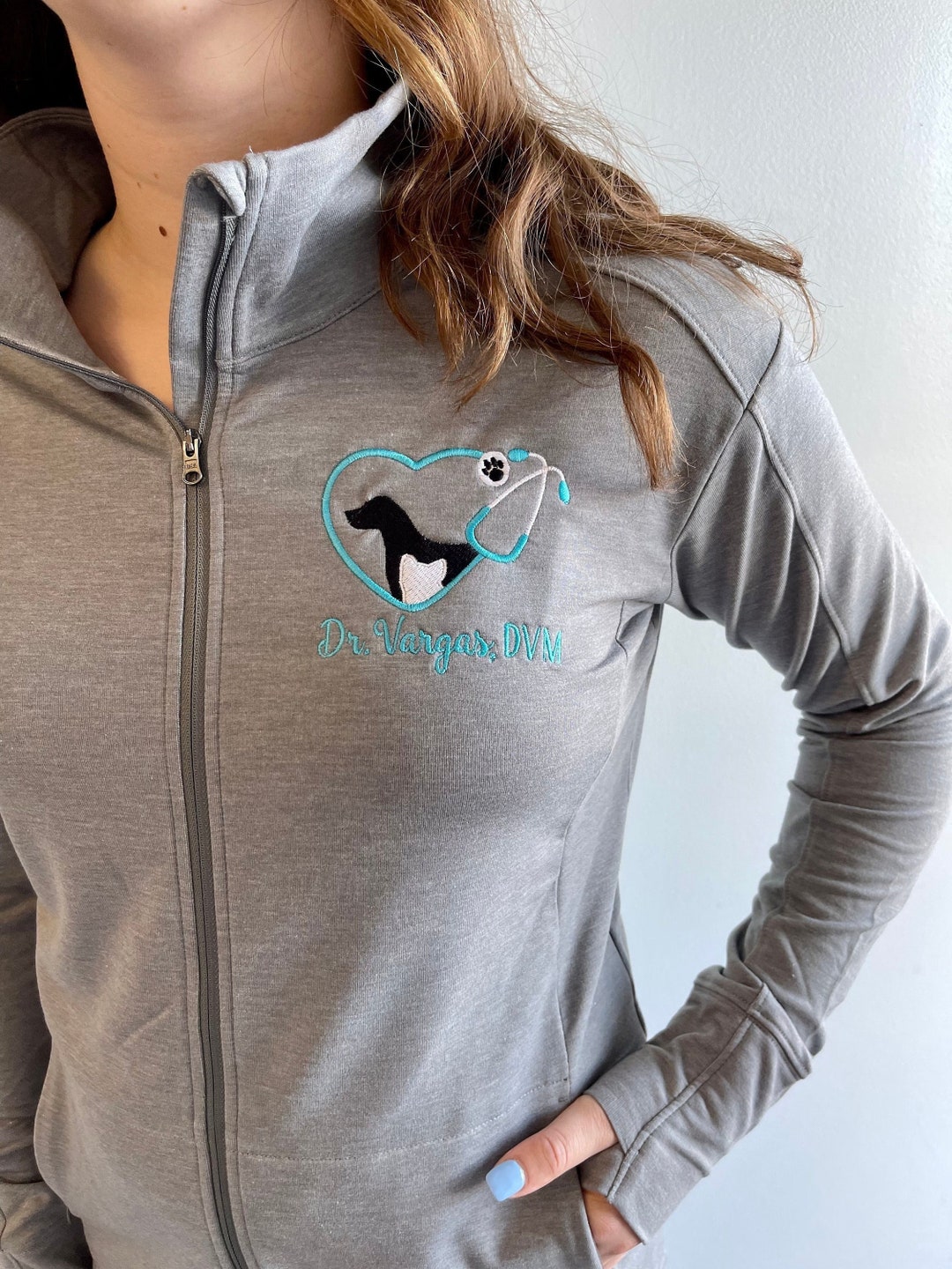 Gift for Vet Student Graduate, Full Zip Jacket With Pockets or ...