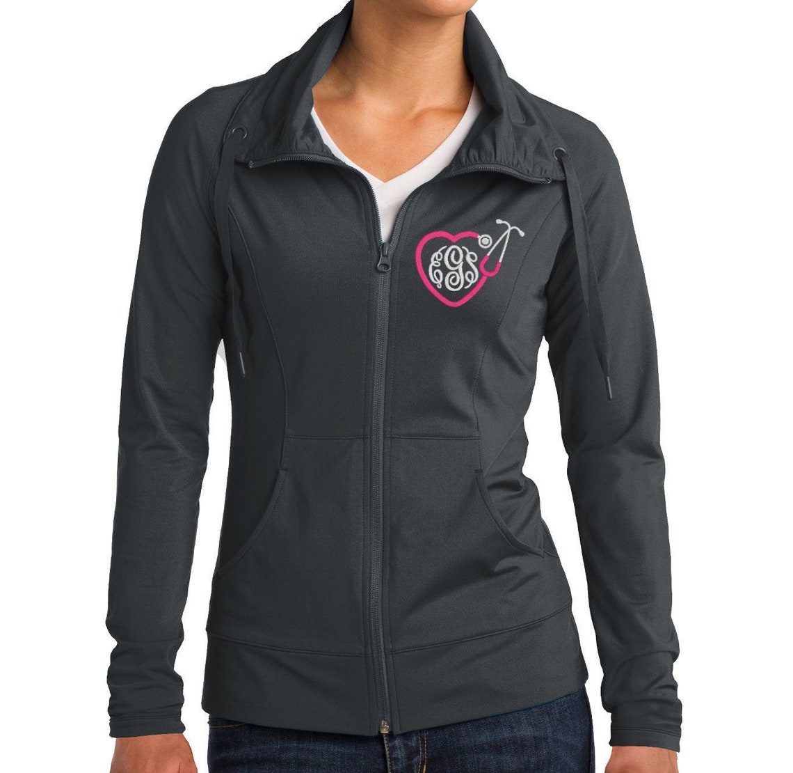 Nurse Jacket, Custom Monogrammed RN Apparel, Full Zip With Pockets ...