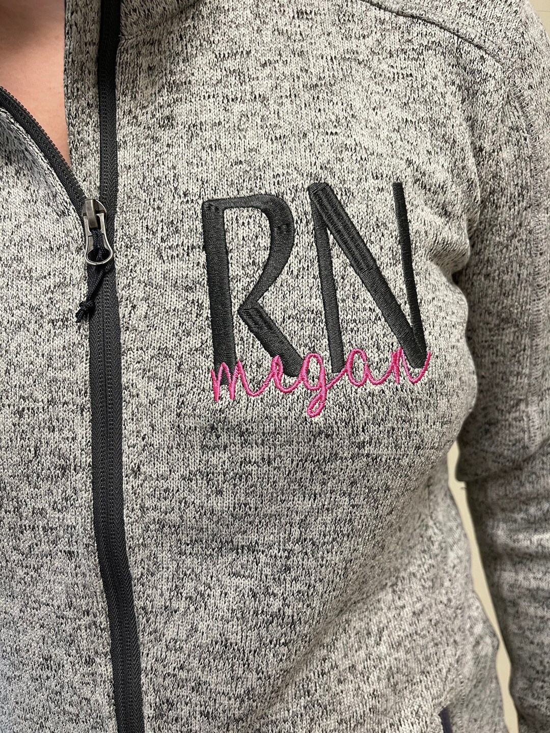 Personalized Gift for RN, Full Zip Sweater Jacket Pockets or Pullover ...