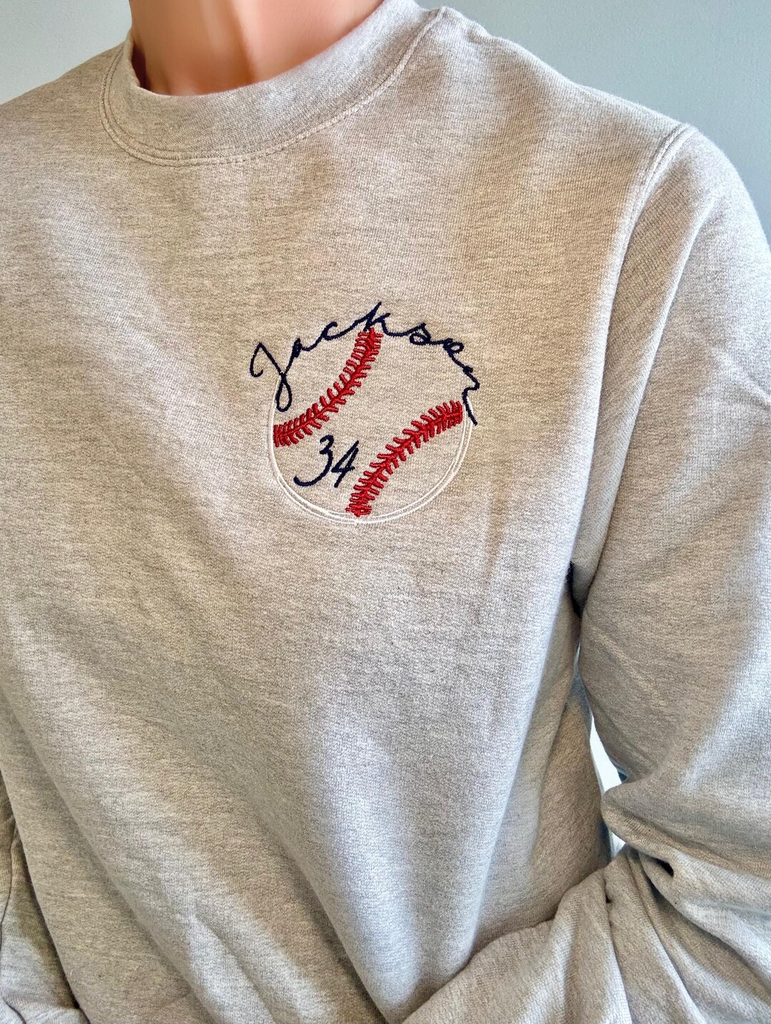 Custom Embroidered Baseball Sweatshirt: Personalized Team Name & Number ...
