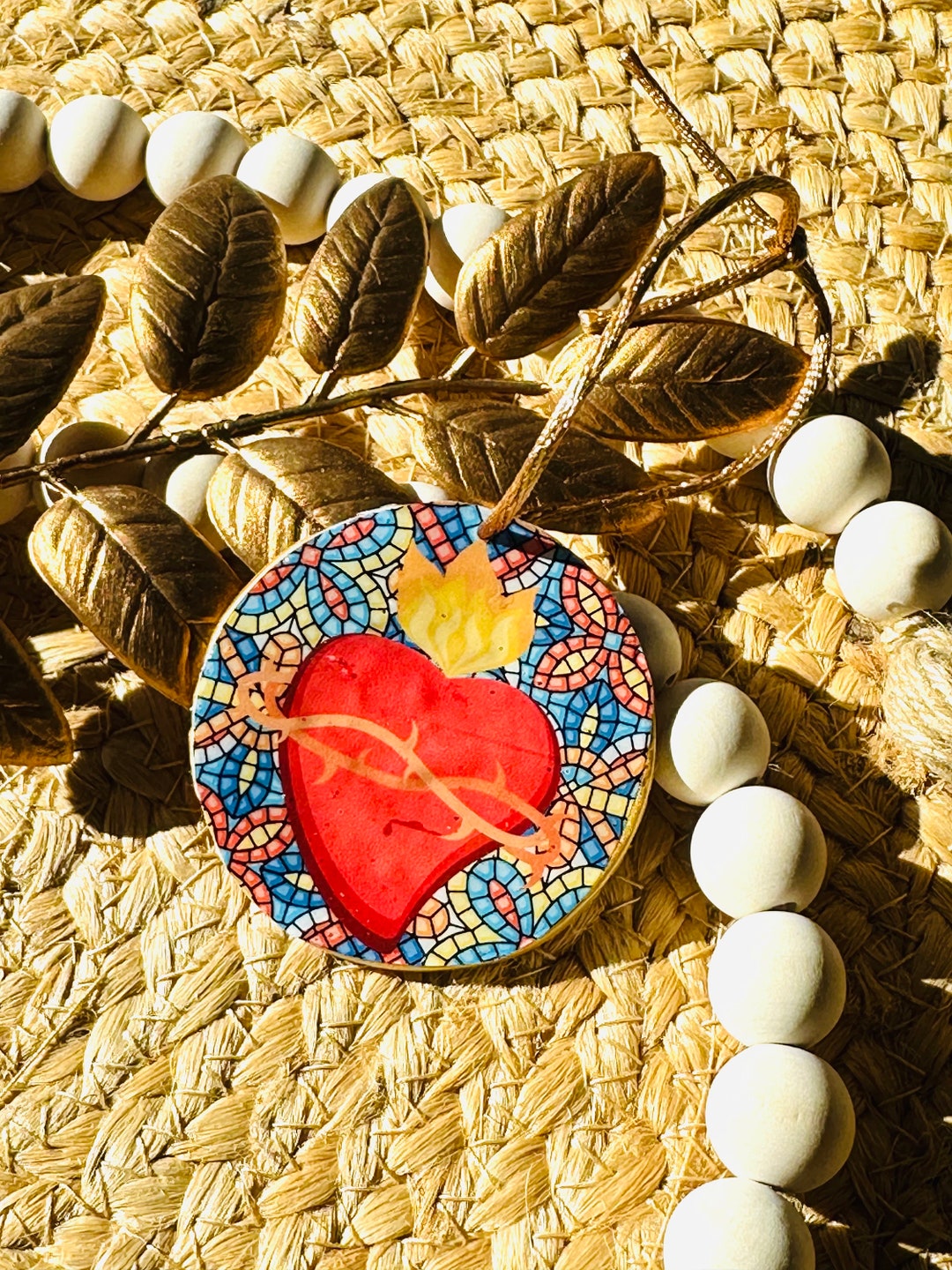 Sacred Heart Handmade Clay Ornament, Catholic Ornament, Saint Ornament ...