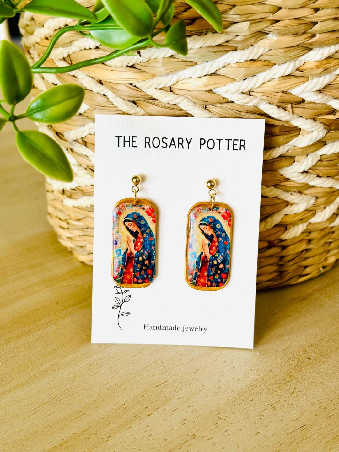 Blessed Mother Mary Earrings: Handmade Polymer Clay Marian Jewelry - Etsy