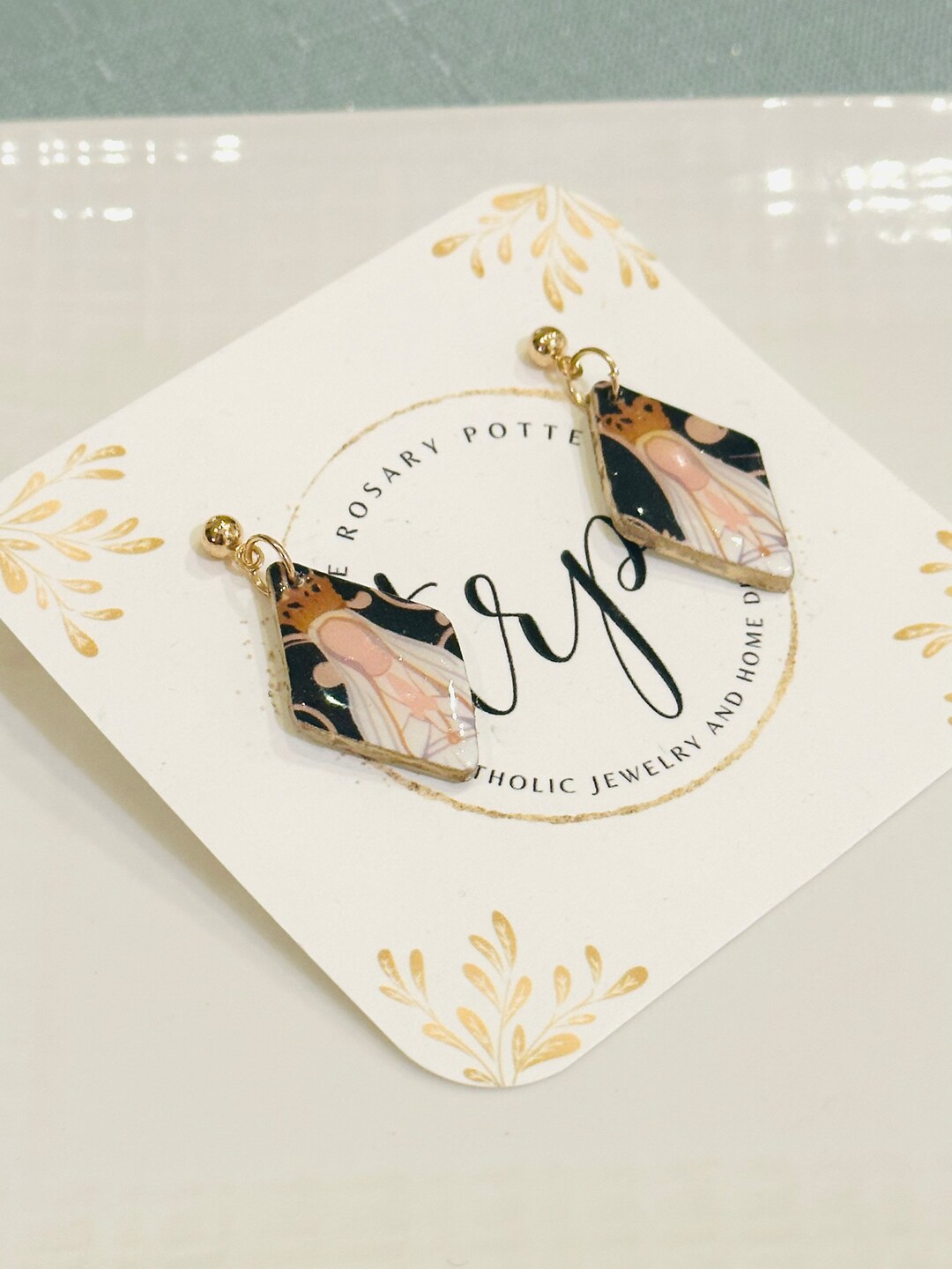 Our Lady of Fatima Handmade Catholic Clay Earrings | Gold Post - Etsy