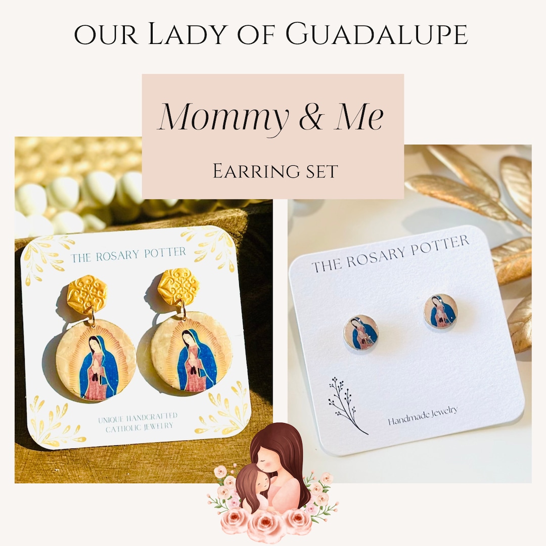 Our Lady of Guadalupe Mommy and Me Earring Set, Catholic Mom Gift ...