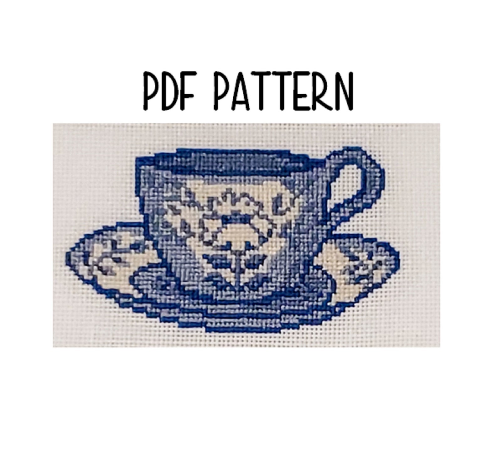 Small Delft Blue Teacup Cross Stitch PDF Pattern - Etsy
