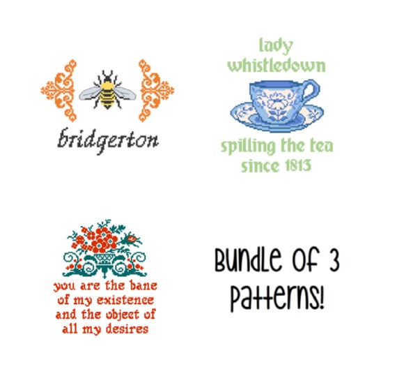 Bridgerton Series Cross Stitch PATTERNS X 3 Bundle & Save - Etsy