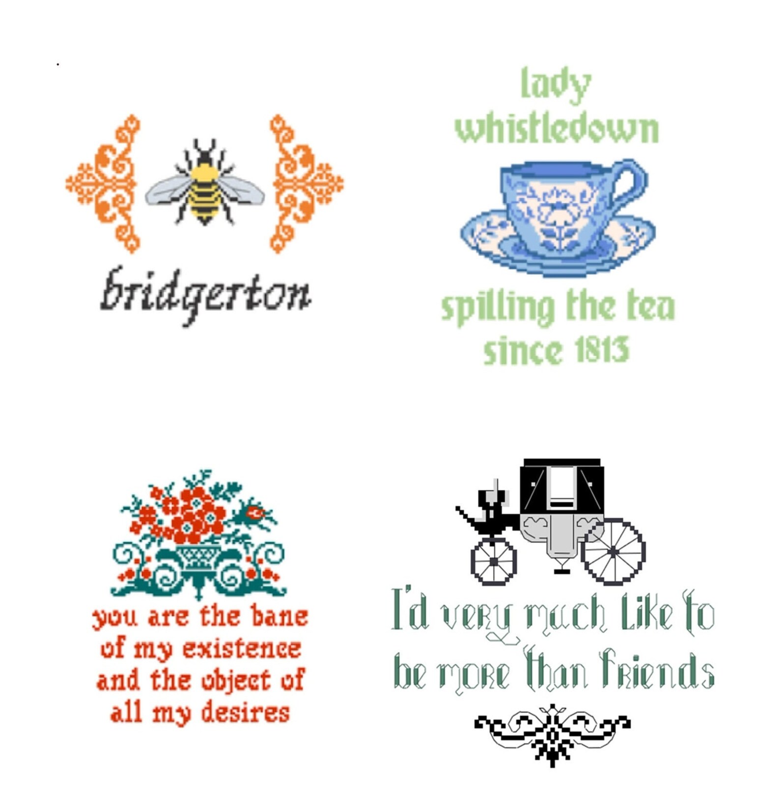 Bridgerton Series Cross Stitch PATTERNS X 4 Bundle & Save - Etsy