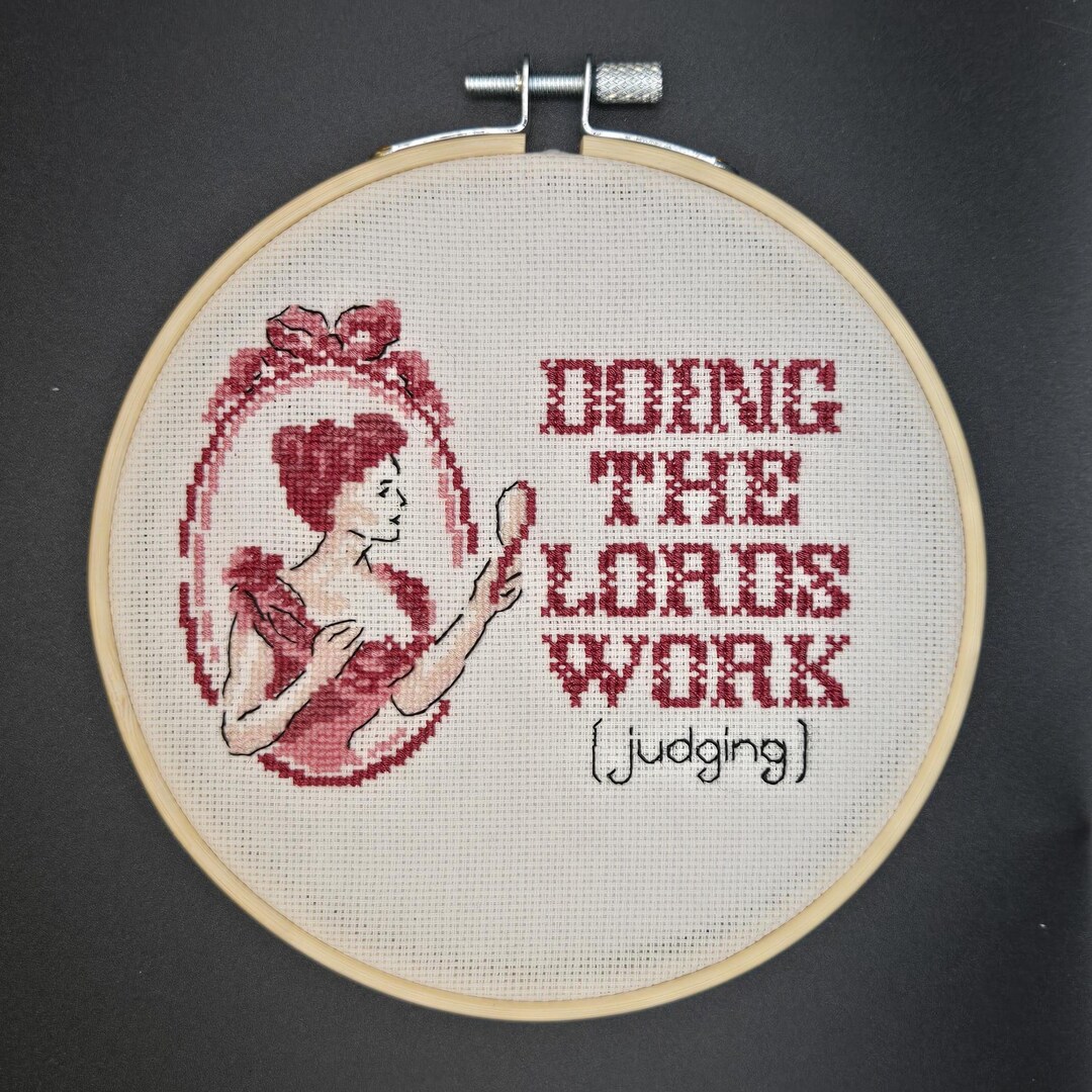 Doing the Lords Work (judging) - Funny Completed Cross Stitch Gift - Etsy