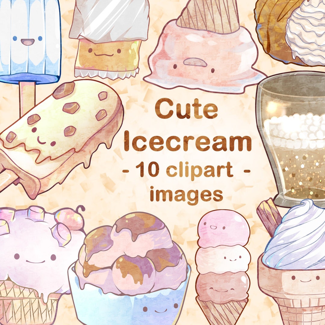 Funky Cute Ice Cream Clipart- 10 Images, Digital Art, Instant Download ...