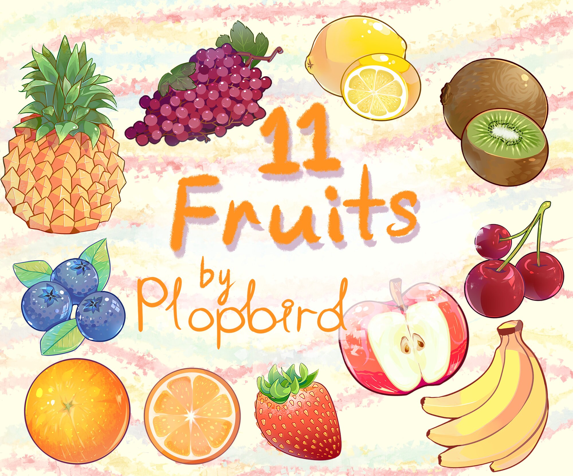 Fruit Clip Art - 11 Pk Digital Art, Commercial Use, Instant Download ...