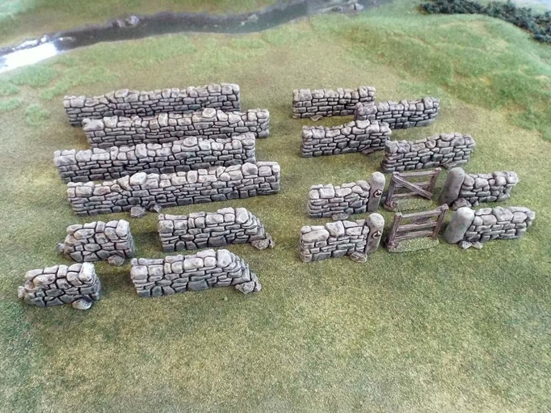 Field Wall, Stone Wall Set 28mm Resin Scenery for Tabletop Wargames and ...