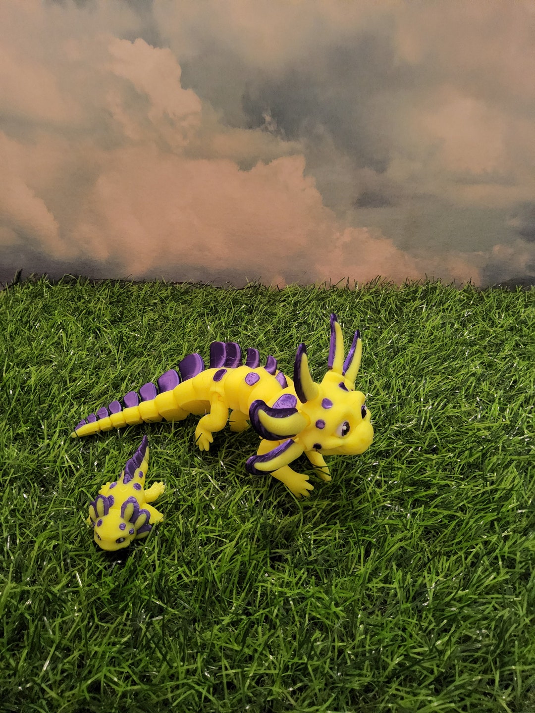 3D Printed Articulated Axolotl Fidget Toy: Banana Split Colors - Etsy
