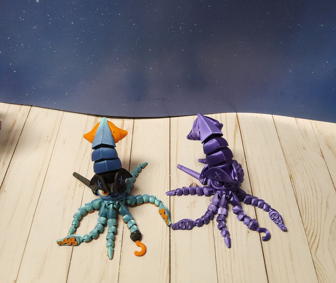 Pirate Squid 3d Printed Multi Color Flexi Pirate Squid Flexible Pirate ...