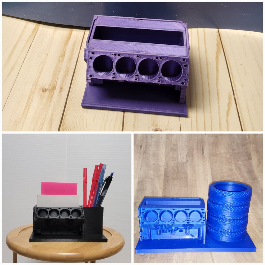 Desk Organizer Engine Block Business Card Holder Pen Holder Ford Engine ...