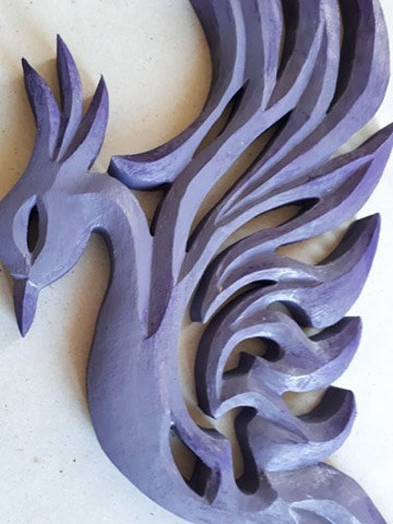 Purple Phoenix Phoenix Carving Wall Phoenix Bird Handmade - Etsy