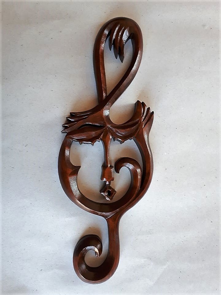 Treble Clef Wood Carving, Wood Carving Treble Clef, Carving Wall Treble ...