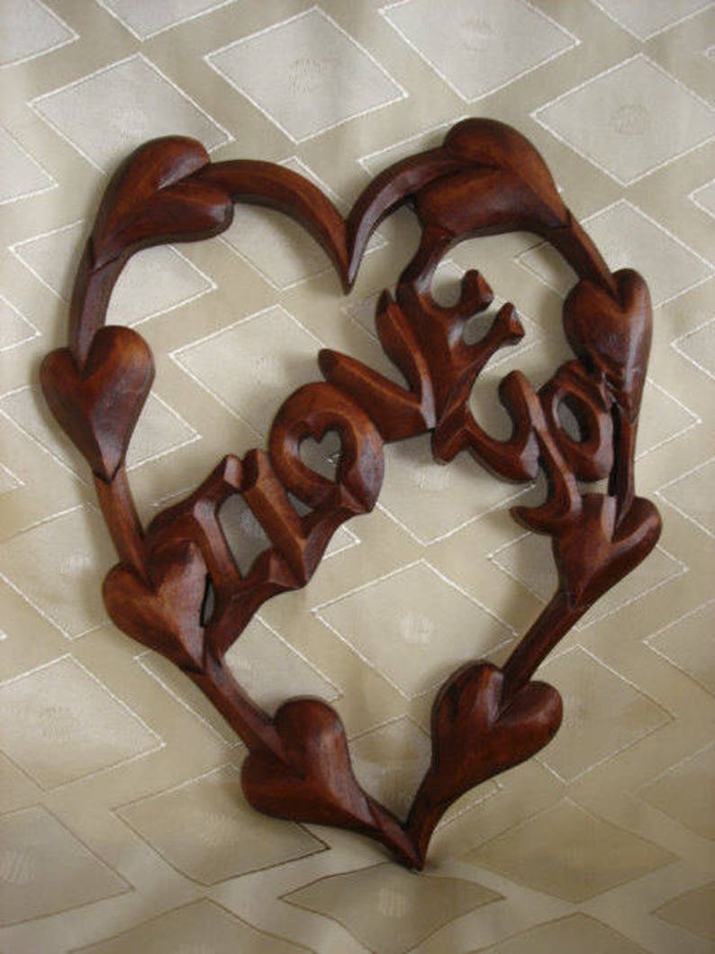 I Love You Wood Carving I Love You Wooden Love Love Carving - Etsy