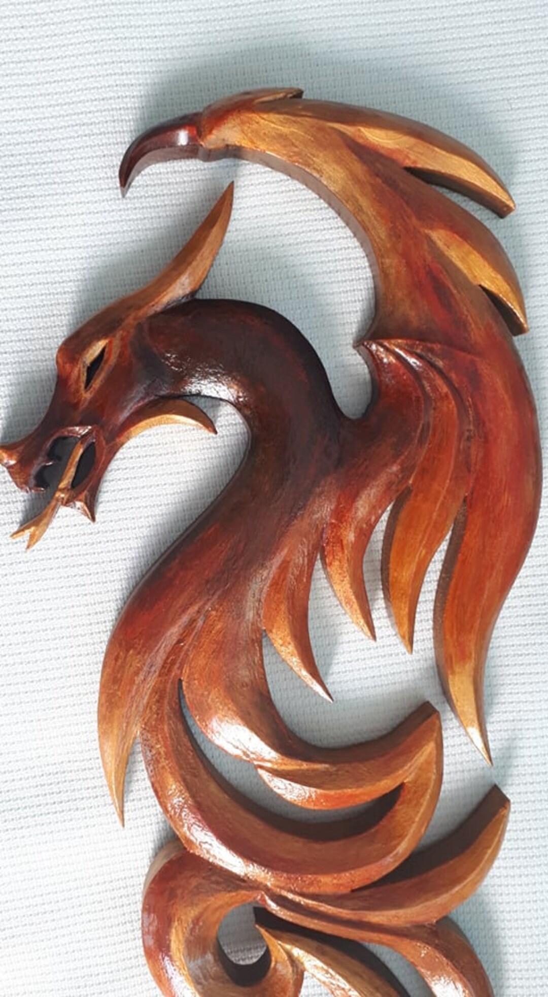 Hand Carved Linden Wood Fire Dragon Wall Art - Etsy