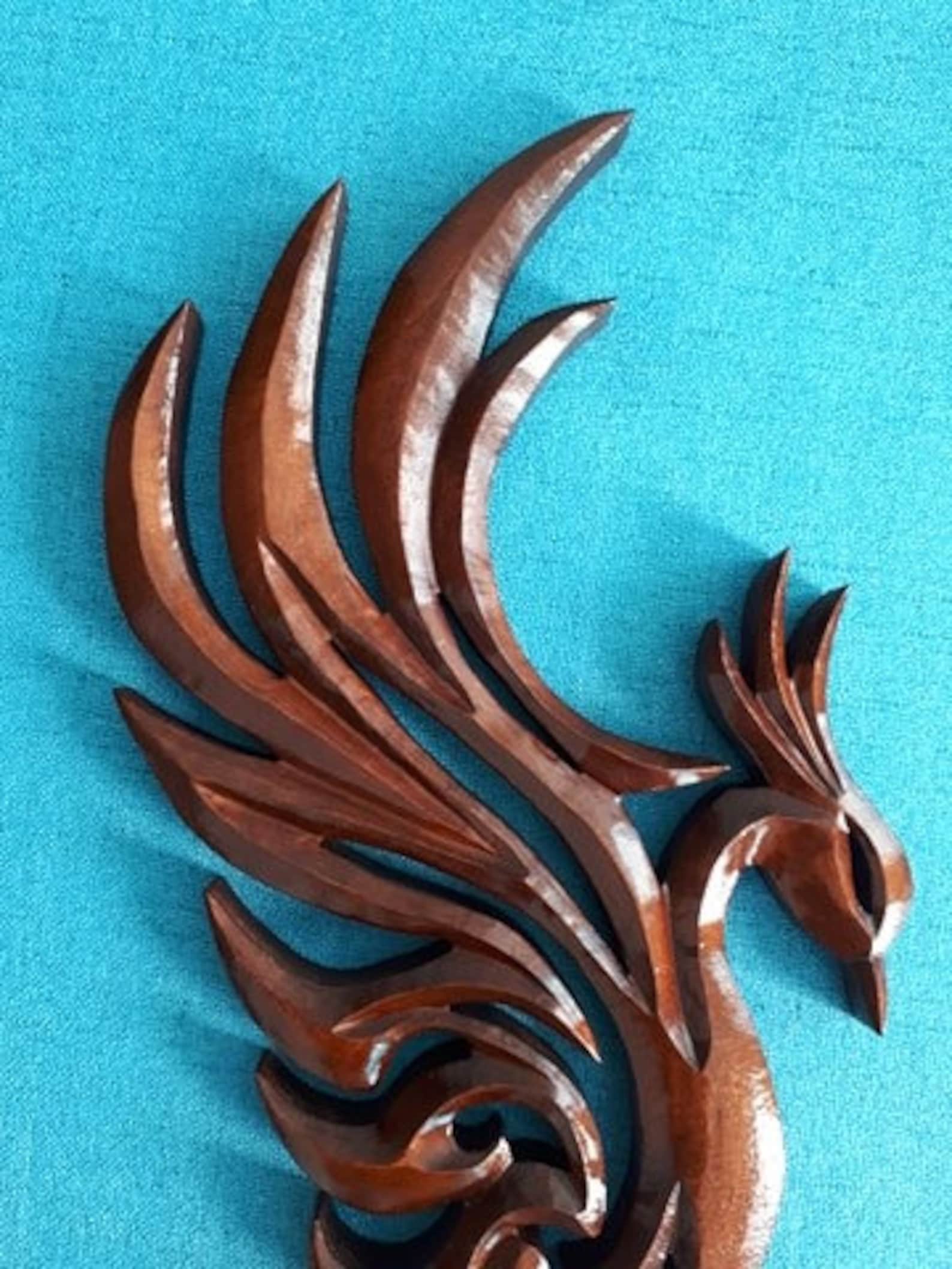 Phoenix 15 Inches Phoenix Phoenix Carving Wall Phoenix | Etsy