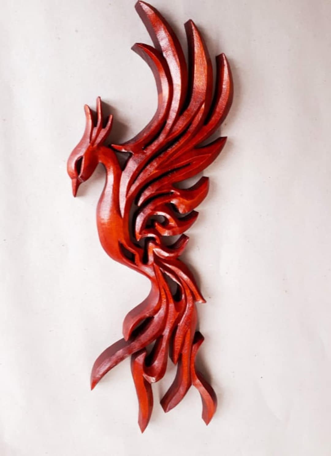 Red Phoenix, 22 Inches Phoenix, Firebird, Phoenix Carving Wall, Phoenix ...