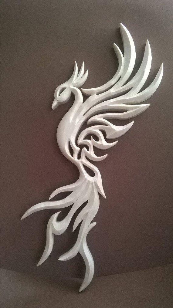 Phoenix Carving Wall Phoenix Bird Handmade White Wooden | Etsy