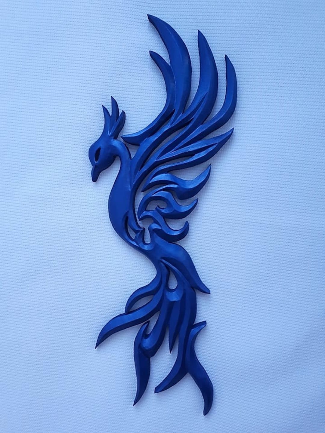 Handmade Blue Phoenix Wood Carving Wall Art (15 Inch) - Etsy