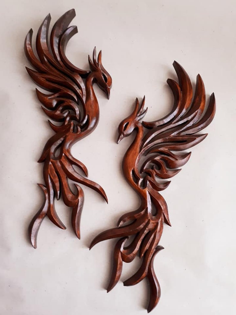 Phoenixes Carving Wall Phoenix Bird Handmade Phoenix Wooden | Etsy