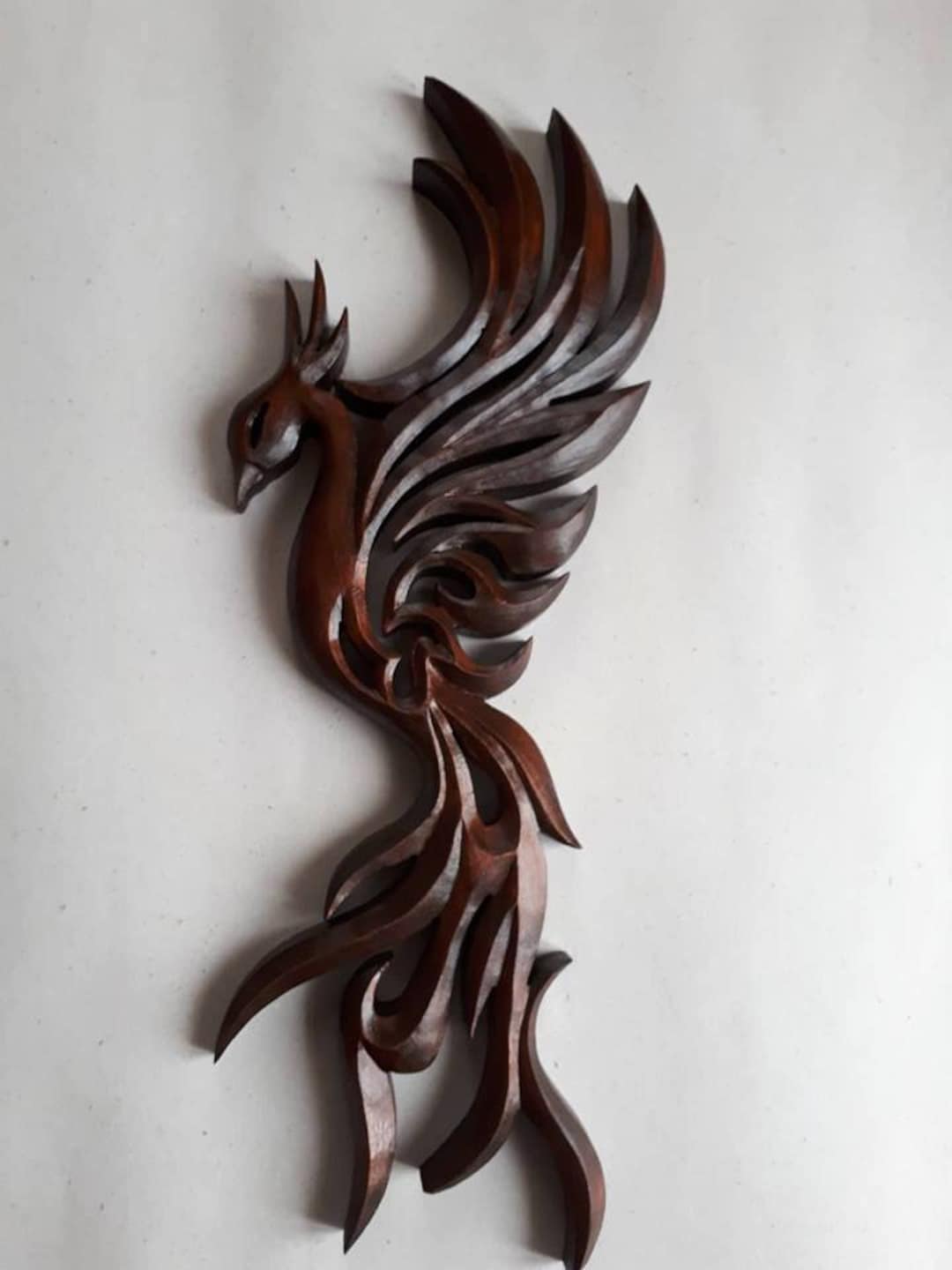 Handmade Linden Wood Phoenix Carving Wall Art (15 Inch) - Etsy