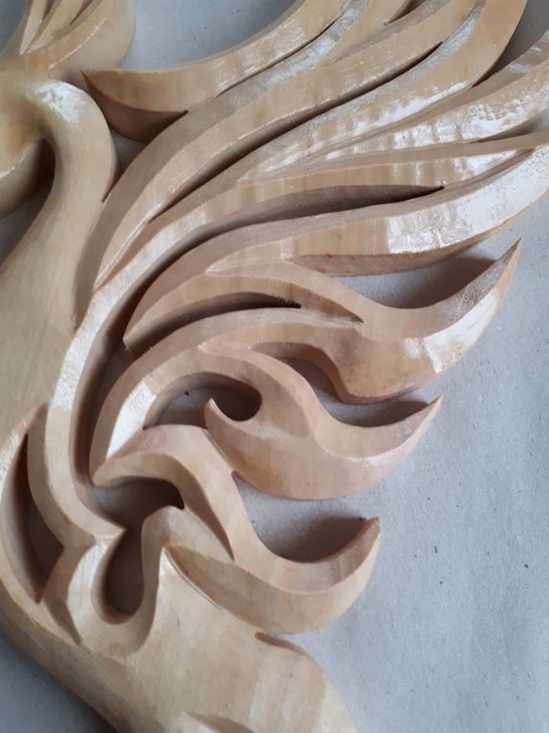 Phoenix Carving Wall Phoenix 22 Inches Natural Wood Color | Etsy