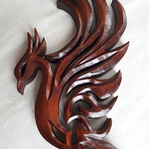 Phoenix Wood Carving, 15 Inches Phoenix, Phoenix Carving Wall, Phoenix ...