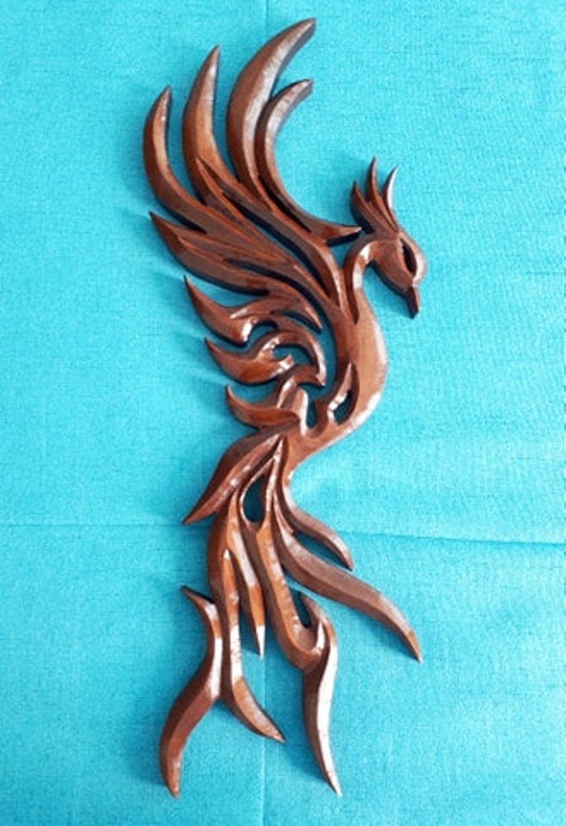 Phoenix 15 Inches Phoenix Phoenix Carving Wall Phoenix | Etsy
