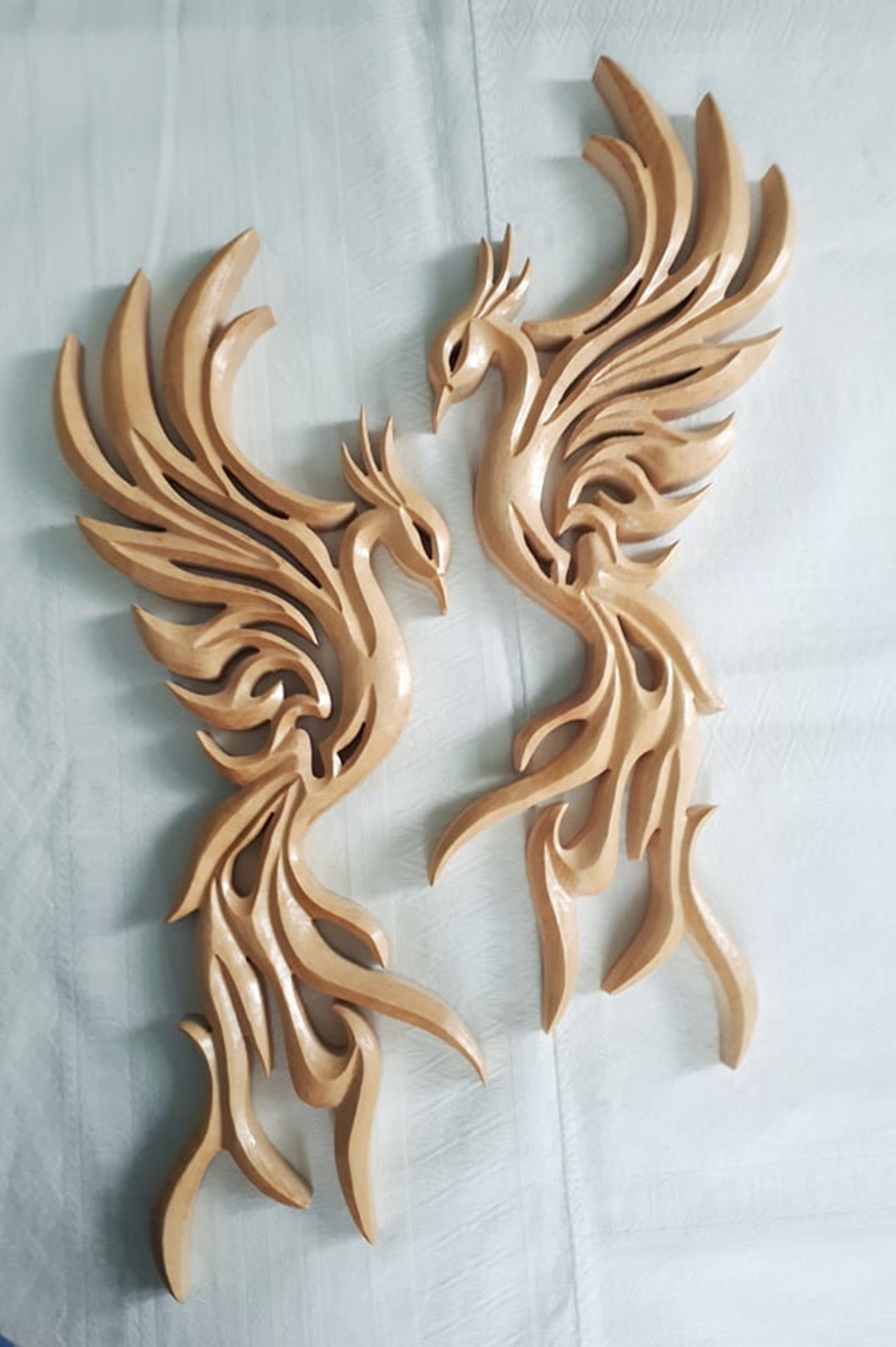 Two Phoenixes Natural Color, Phoenixes Carving Wall, Phoenix Bird ...