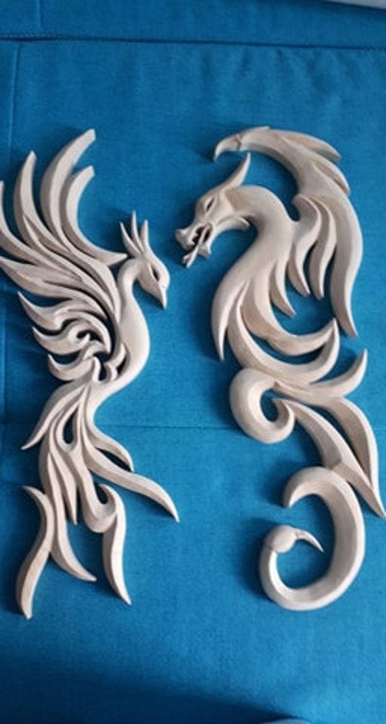 Phoenix and Dragon Phoenix and Dragon Mirror Image Phoenix | Etsy
