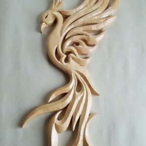 Phoenix Carving Wall, Natural Wood Color, 15 Inches Phoenix, Phoenix ...