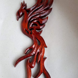 Red Phoenix, 15 Inches Phoenix, Firebird, Phoenix Carving Wall, Phoenix ...