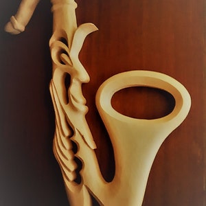 Saxophone, Wooden Saxophone , Saxophone Carving Wall, Wood Carving ...