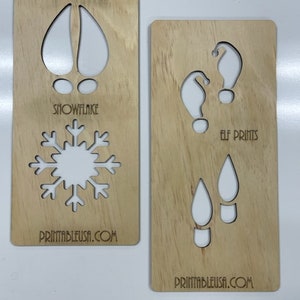 Santa Boot Print Stencils, Elf, Reindeer and a Snowflake. Christmas ...