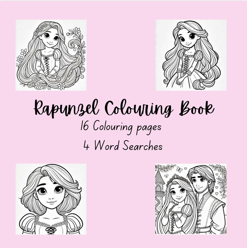 Rapunzel Colouring Book and Word Searches - Etsy