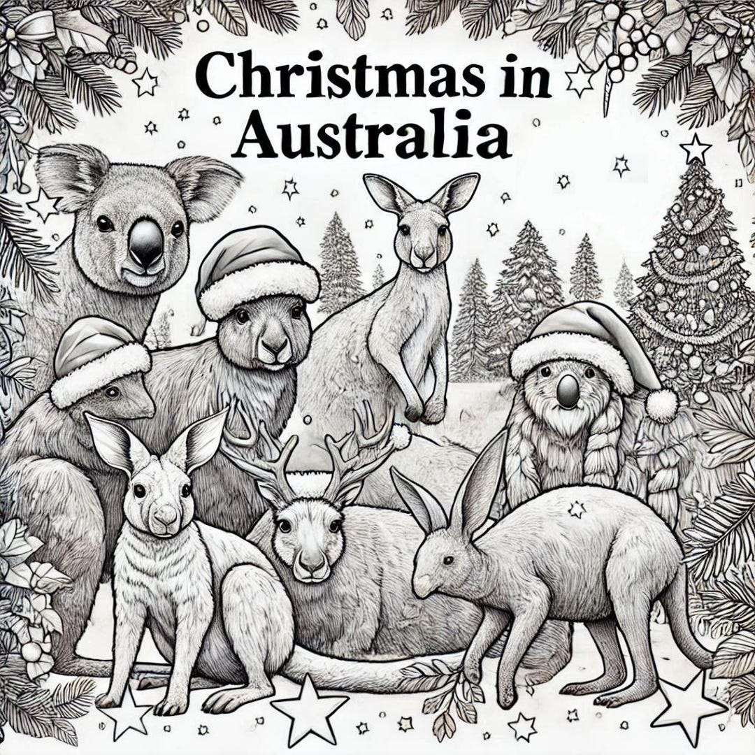 Australian Christmas Colouring Book - Etsy Australia